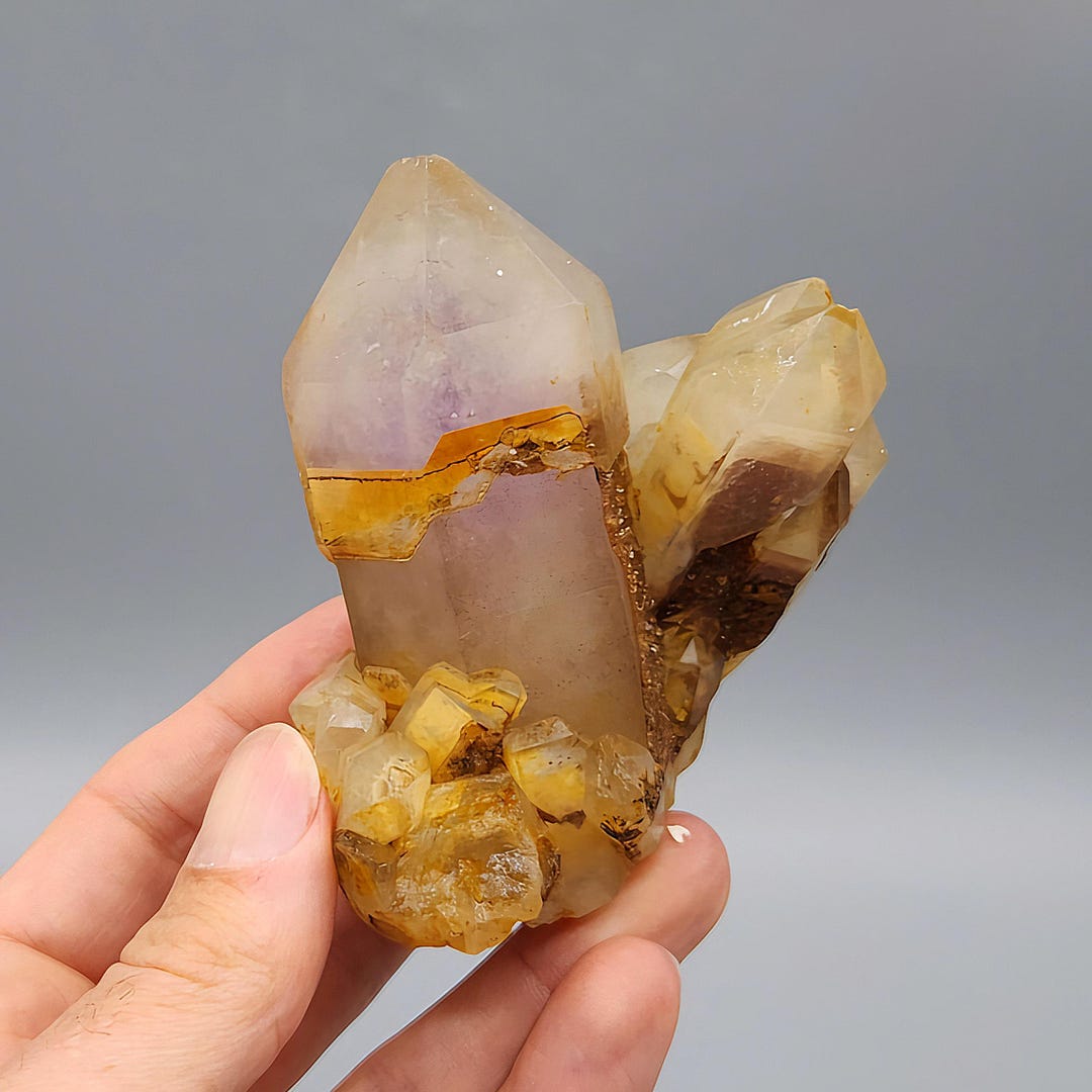 Rare Yellow Colloidal Goethite-banded Quartz With Amethyst Core – Wario ...