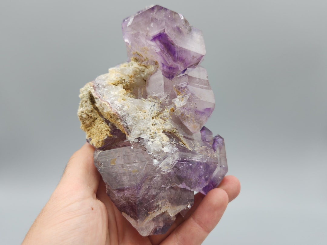Amethyst Quartz Cluster With Skeletal (elestial) Growth, Secondary ...