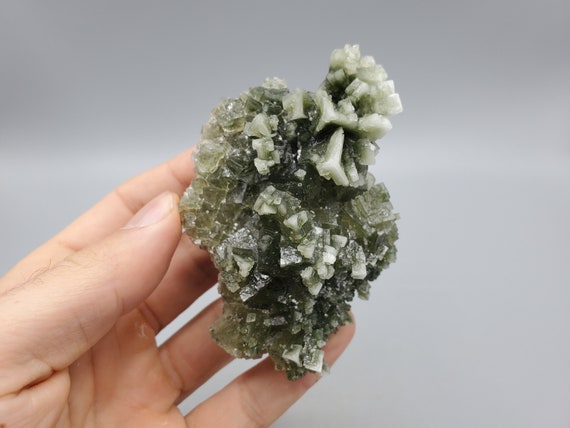 Green Skeletal Halite Crystals With Tolbachite | Etsy