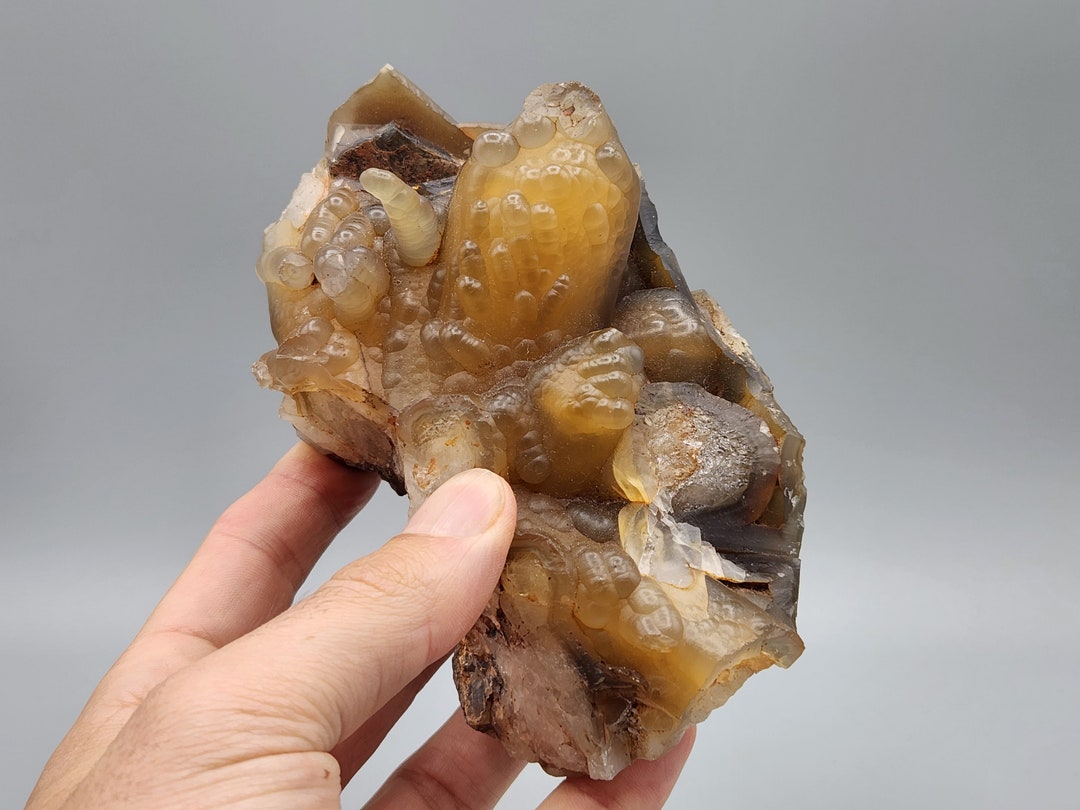 Rare Nigerian Botryoidal Honey Chalcedony on Quartz Matrix – Unique ...
