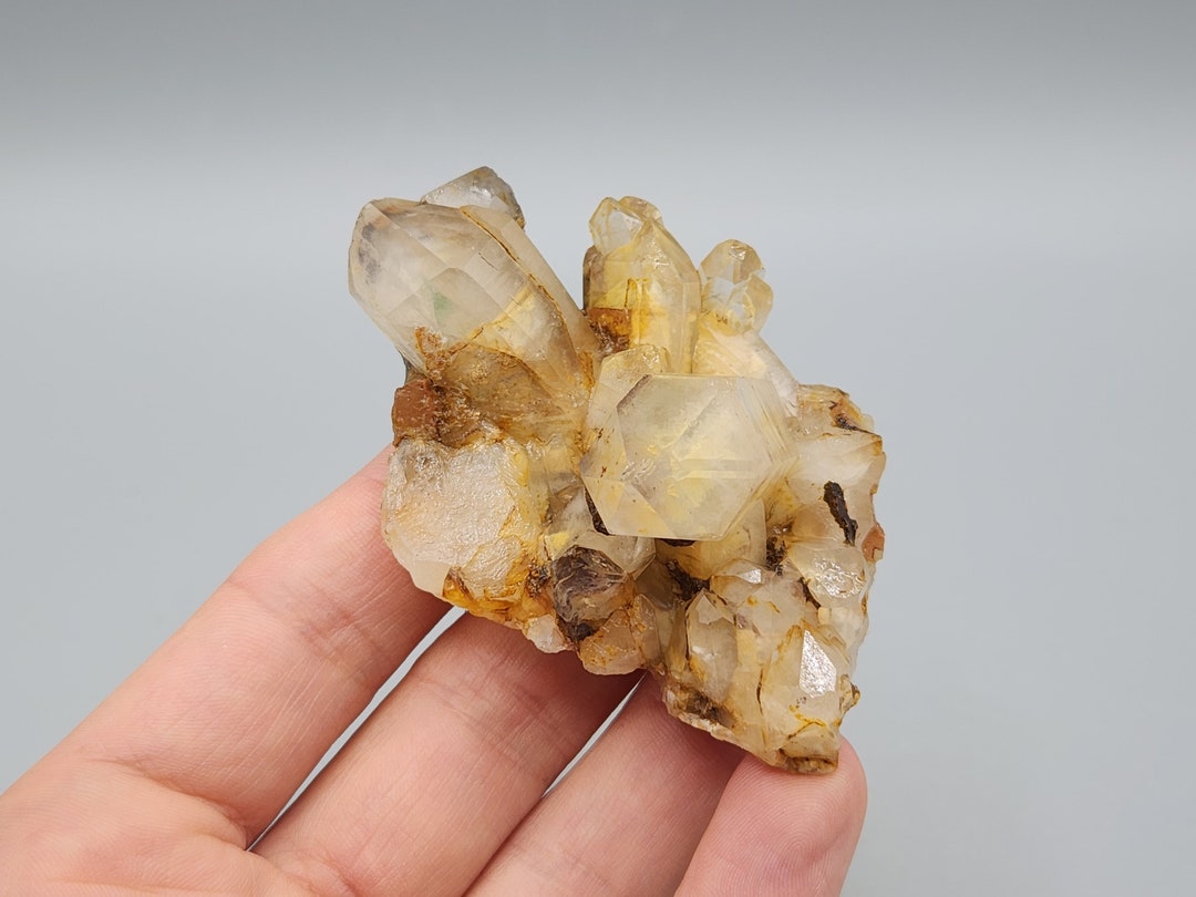 Rare Yellow Colloidal Goethite-banded Quartz Cluster – Wario Pocket ...