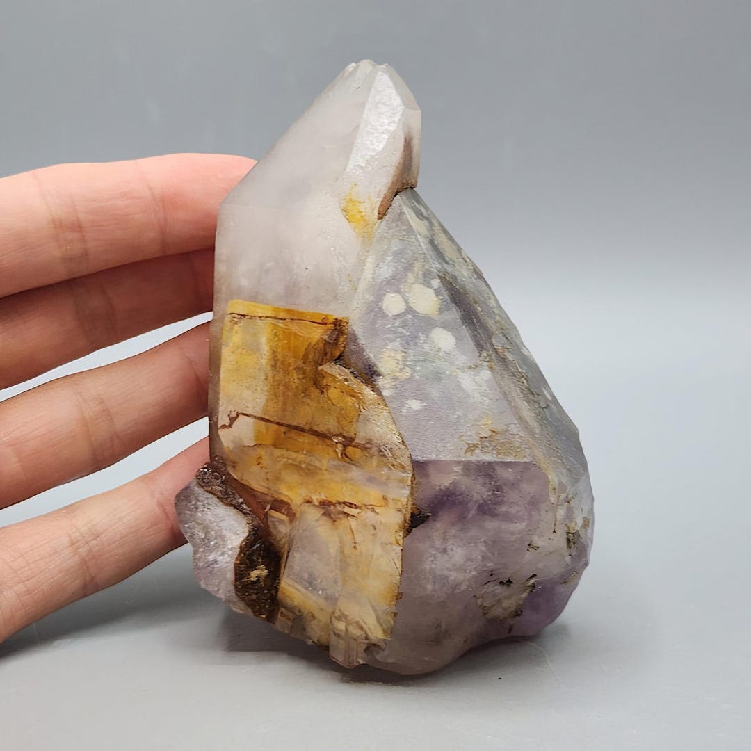 Rare Yellow Colloidal Goethite-banded Quartz With Amethyst Core – Wario ...