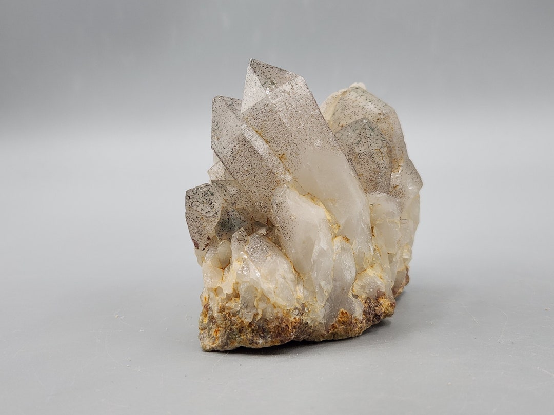 Multicolor White Quartz Cluster With Red & Black Hematite Needle and ...