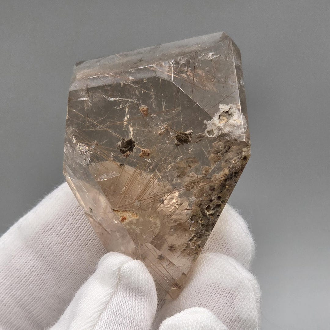 Golden Rutile Cluster in Clear Quartz – Freeform Polished Radiating ...