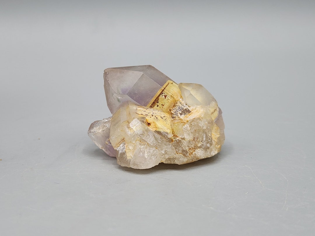 Very Rare Yellow Oxide Banded in White Quartz With Amethyst Core - Etsy