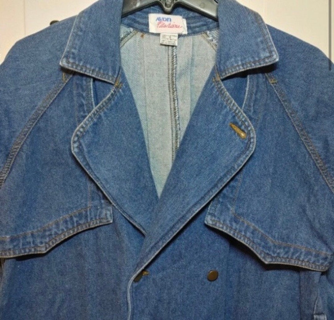 Vintage Denim Trench Coat - Etsy