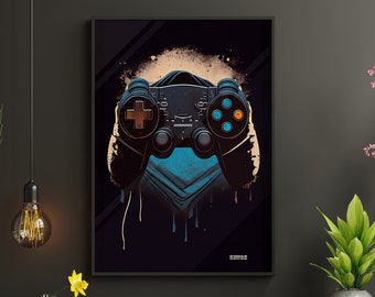 Gaming Controller Poster, Digital Video Game Art, Game Room Decor ...