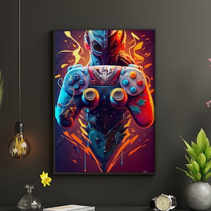 Cool Gaming Console Poster, Printable Video Game Wall Art, Digital ...