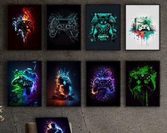 Gaming Wall Art Set of 2, Printable Gaming Wall Art Set, Geek Wall Art ...