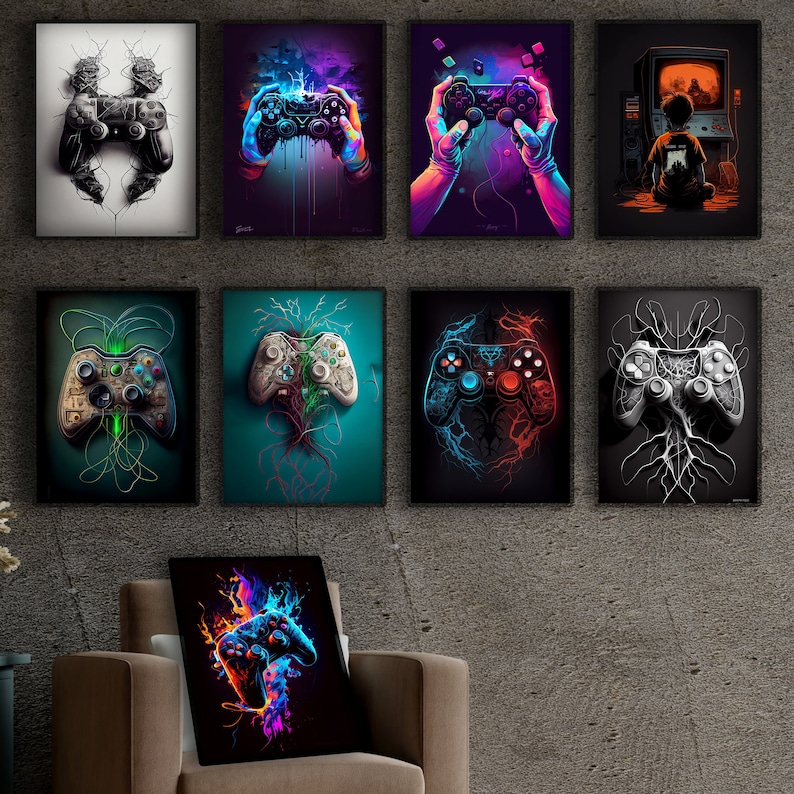 Set of 9 Cool Gaming Posters, Video Game Print, Printable Gaming Wall ...