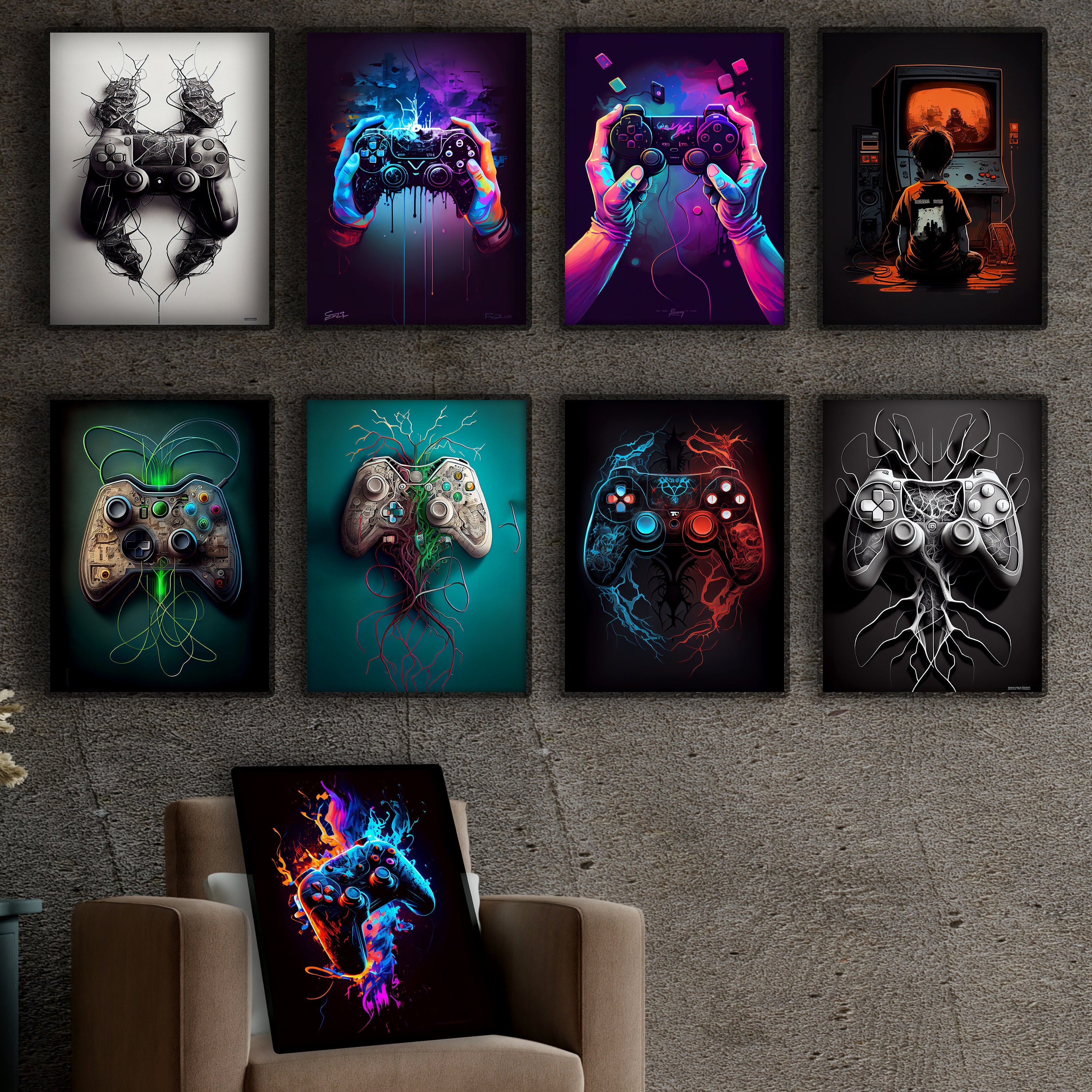 Set of 9 Cool Gaming Posters, Video Game Print, Printable Gaming Wall ...