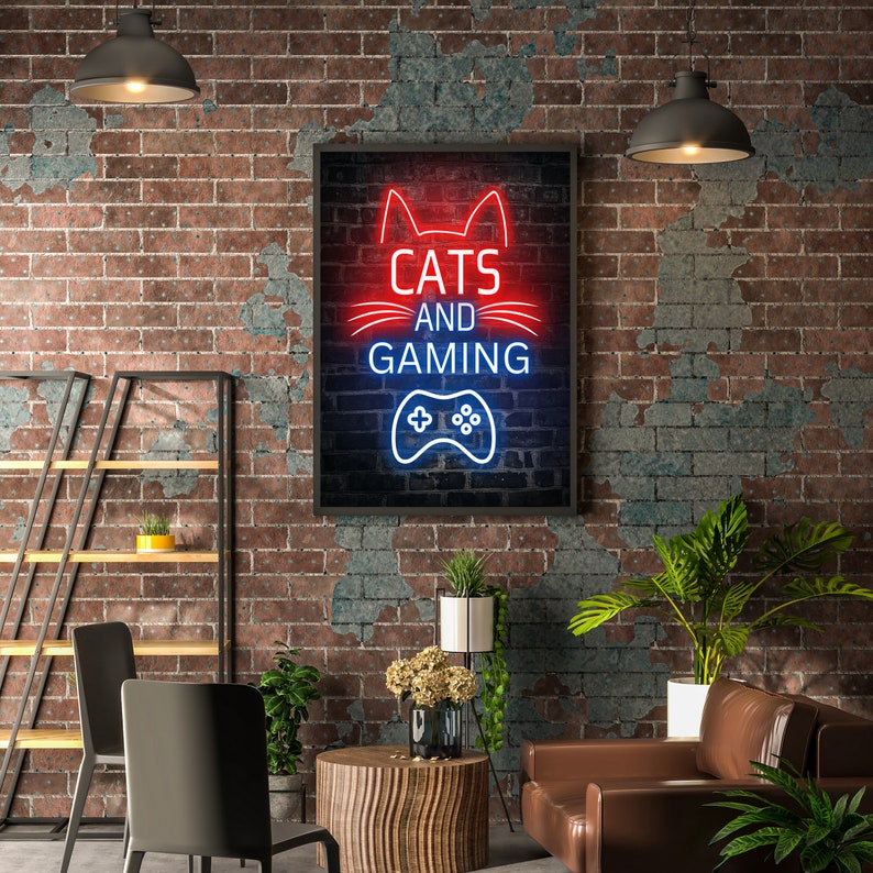 Set of 25 Neon Gaming Wall Poster, Digital Print Wall Art, Game Room ...