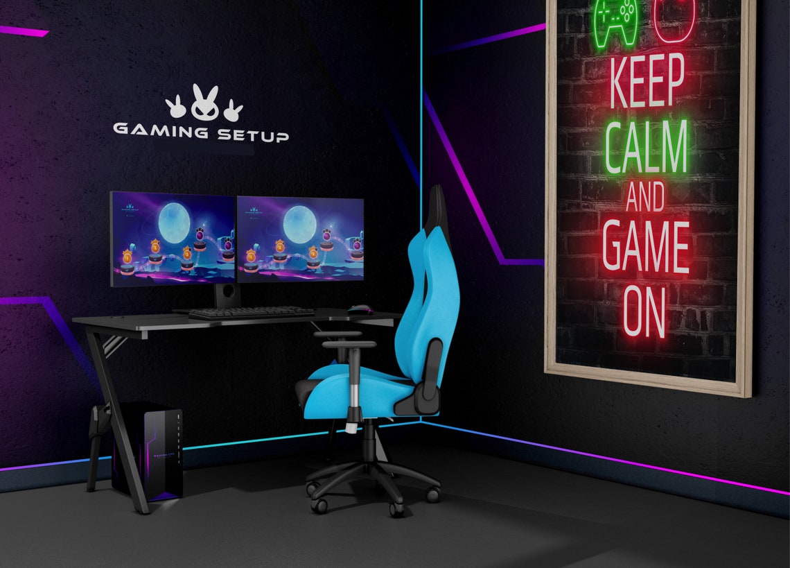 Set of 3 Neon Gaming Wall Poster Digital Print Wall Art Game - Etsy