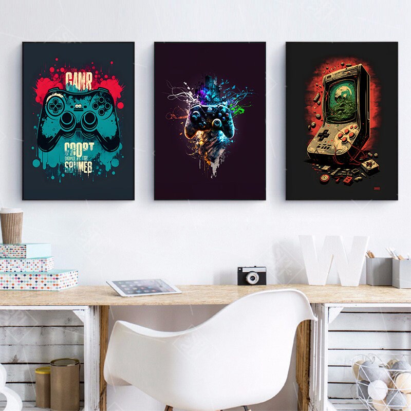 Set of 9 Cool Gaming Posters, Video Game Print, Printable Gaming Wall Art, Gamer Gift, Boys Kids ...