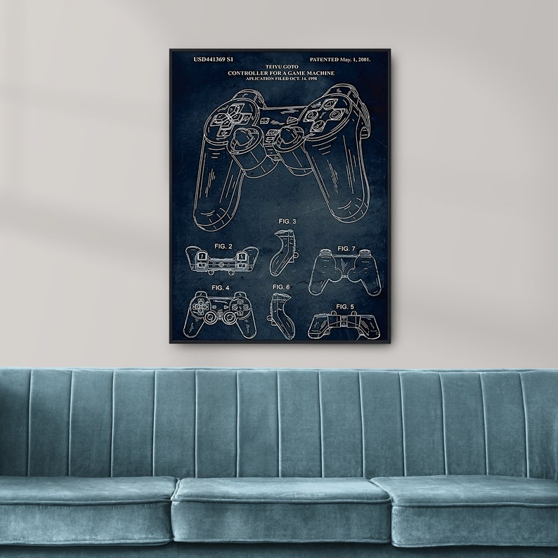 Game Console Blueprint Poster, Printable Video Game Wall Art, Gamer ...