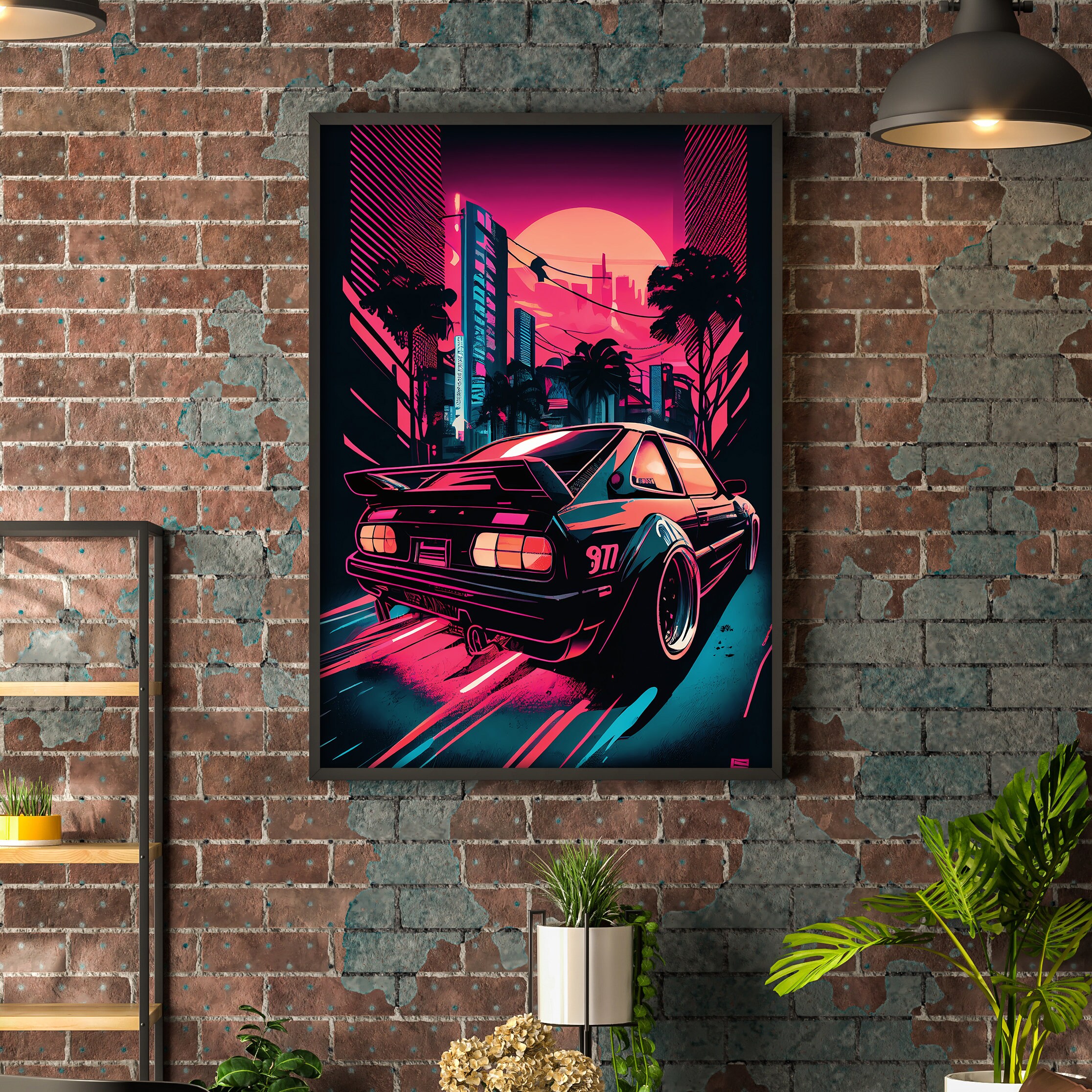 JDM Car Poster Printable Japanese Car Synthwave Print Tokyo Street ...
