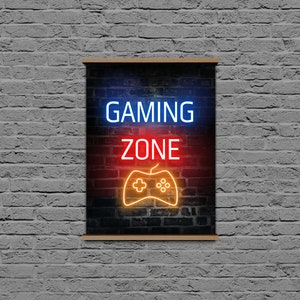 Set of 3 Neon Gaming Wall Poster Digital Print Wall Art Game - Etsy
