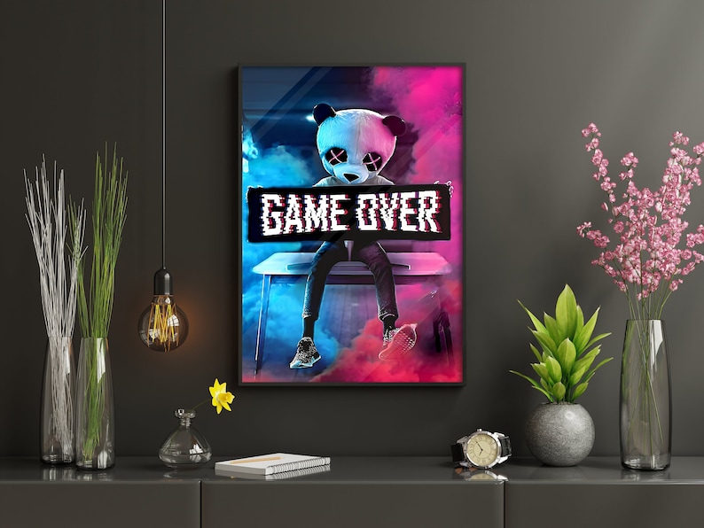 Game Over Design Poster, Printable Video Game Wall Art, Digital Video ...