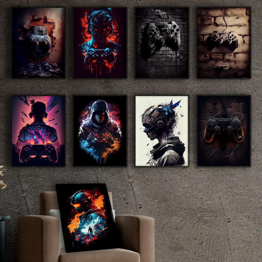 Set of 9 Cool Gaming Posters, Video Game Print, Printable Gaming Wall Art, Gamer Gift, Boys Kids ...