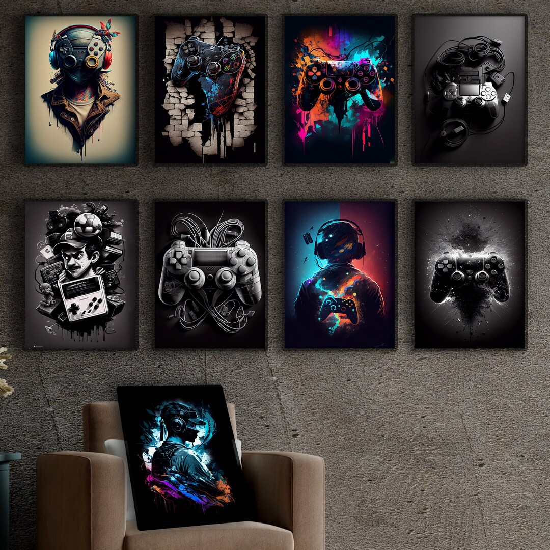 Set of 9 Cool Gaming Posters, Video Game Print, Printable Gaming Wall ...