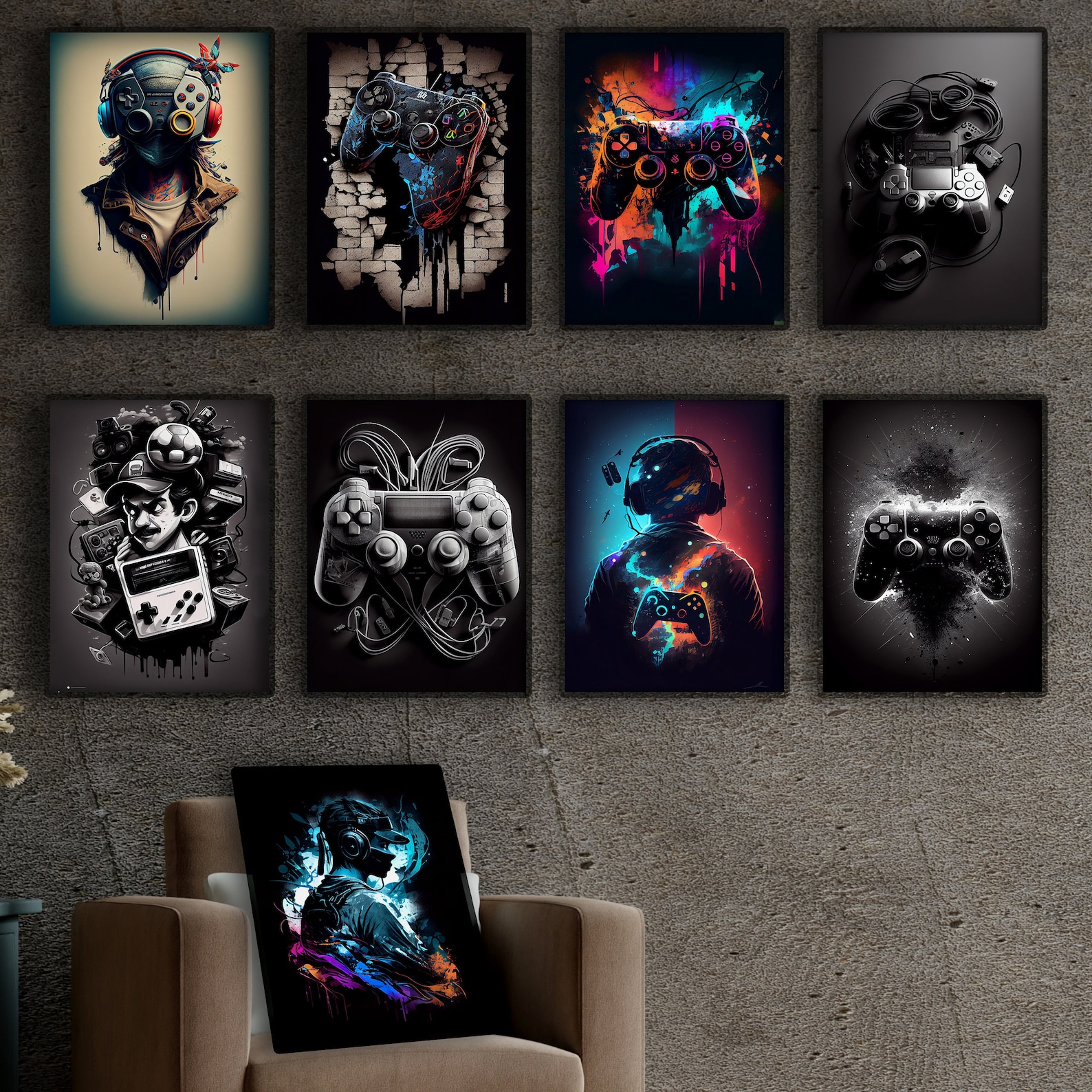 Set of 9 Cool Gaming Posters, Video Game Print, Printable Gaming Wall Art, Gamer Gift, Boys Kids ...
