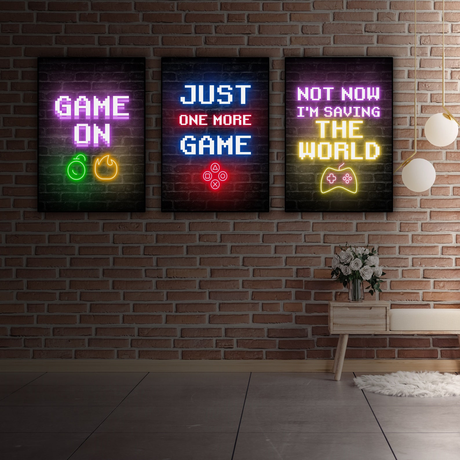 Set of 3 Neon Gaming Poster Digital Print Video Game Poster - Etsy