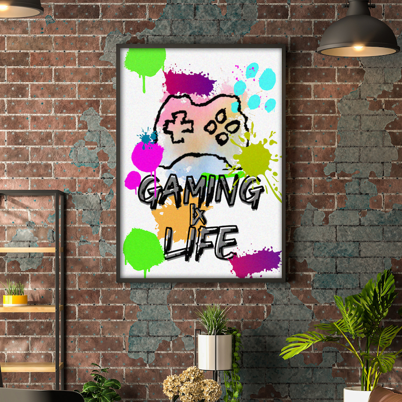 Set of 3 Splashes Gaming Wall Posters, Digital Print Wall Art ...