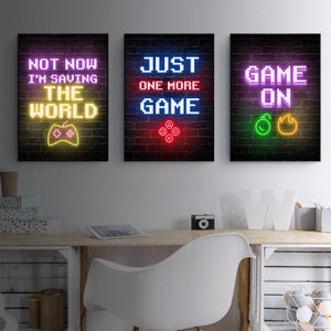 Set of 3 Neon Gaming Poster Digital Print Video Game Poster - Etsy