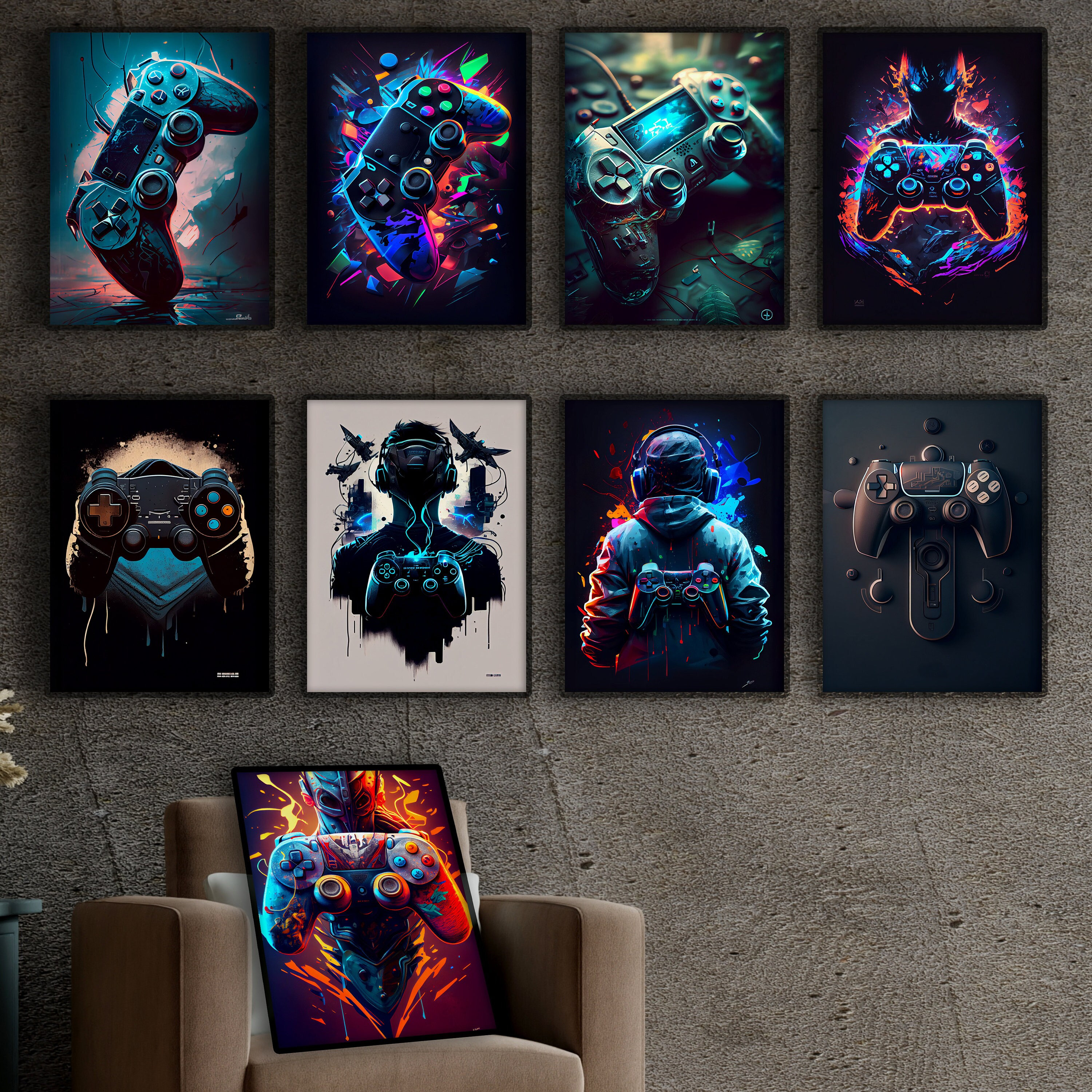 Set of 9 Cool Gaming Posters, Video Game Print, Printable Gaming Wall ...
