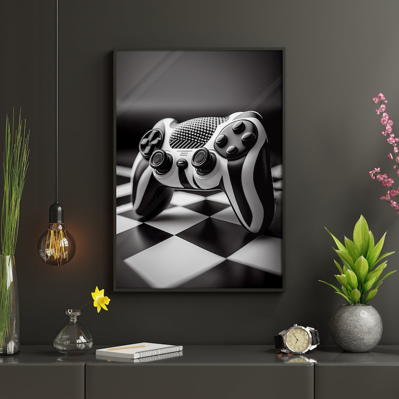 Cool Black and White Gaming Poster, Printable Video Game Wall Art ...