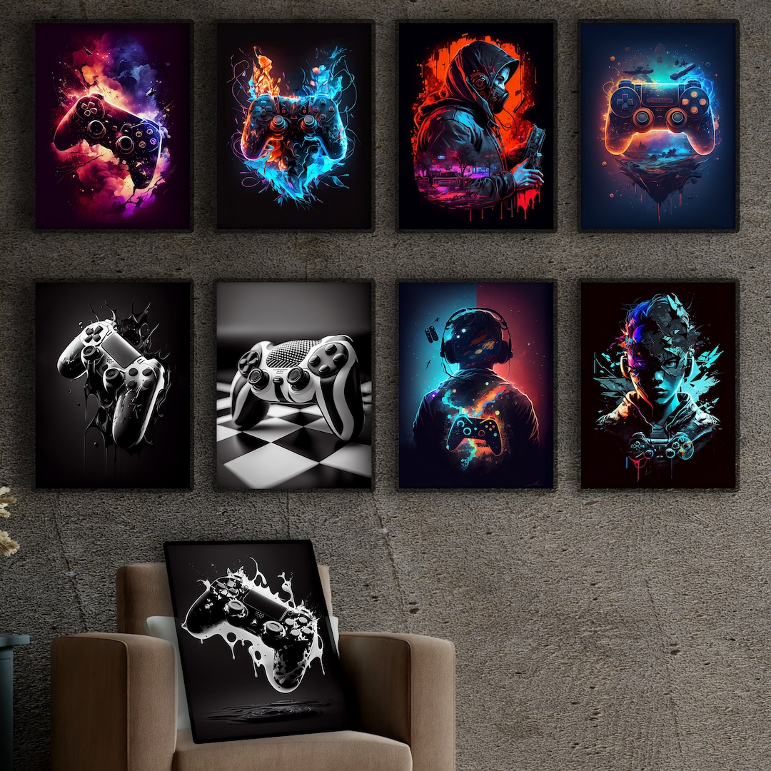 Set of 9 Cool Gaming Posters, Video Game Print, Printable Gaming Wall Art, Gamer Gift, Boys Kids ...