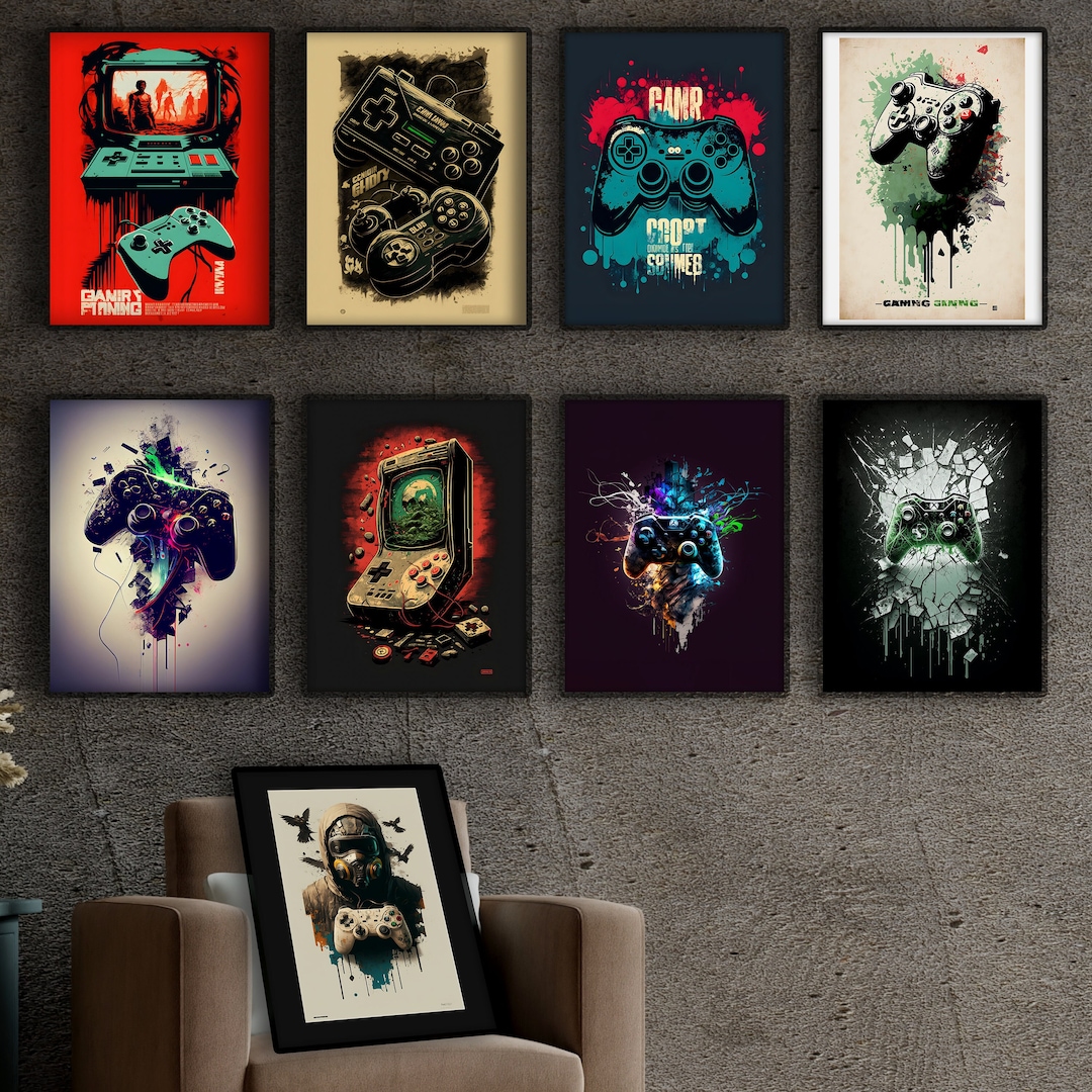 Set of 9 Cool Gaming Posters, Video Game Print, Printable Gaming Wall Art, Gamer Gift, Boys Kids ...