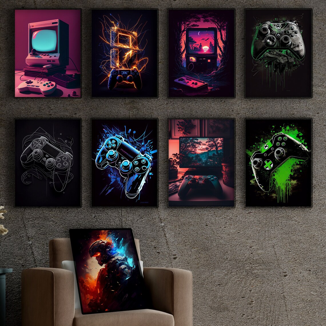 Set of 9 Cool Gaming Posters, Video Game Print, Printable Gaming Wall ...
