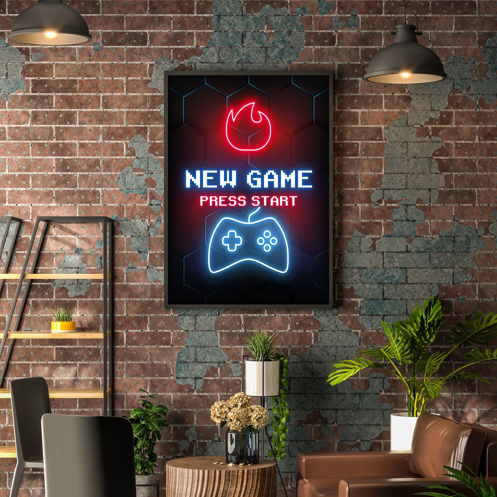 Set of 3 Neon Gaming Poster, Gaming Digital Print Wall Art, Video Game ...