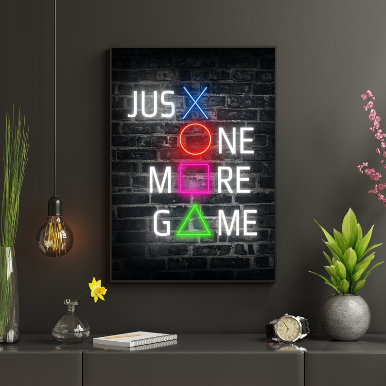 Set of 3 Neon Gaming Wall Poster Digital Print Wall Art Game - Etsy