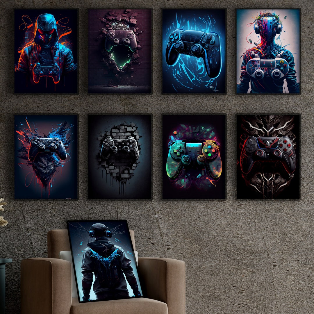 Set of 9 Cool Gaming Posters, Video Game Print, Printable Gaming Wall ...