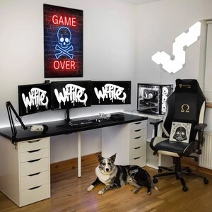 Game Over Neon Gaming Poster, Digital Print Video Game Wall Art ...