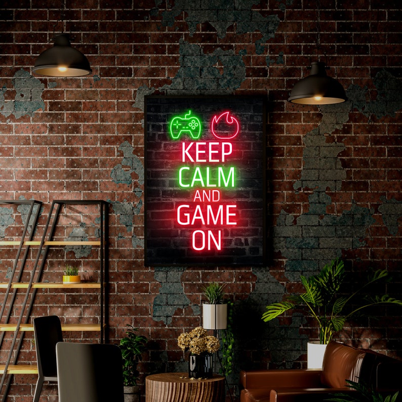 Set of 3 Neon Gaming Wall Poster Digital Print Wall Art Game - Etsy