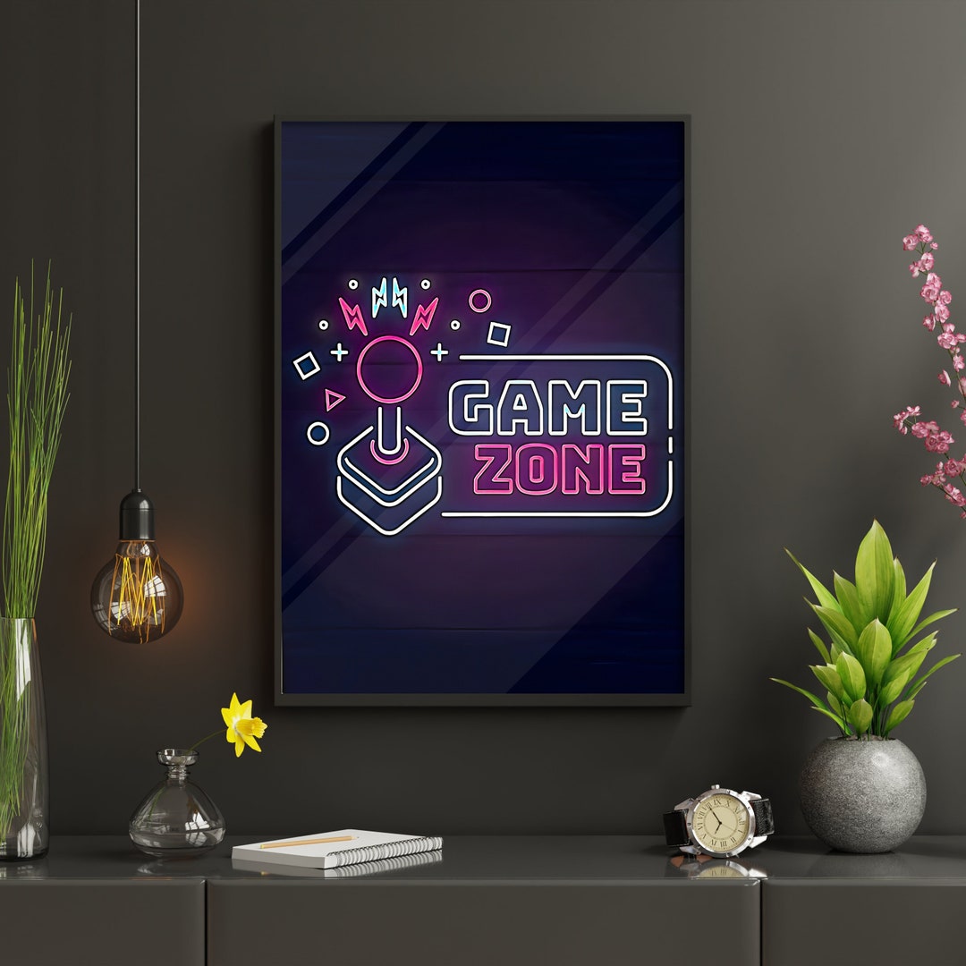 Game Zone Poster, Printable Video Game Wall Art, Gaming Room Decor ...
