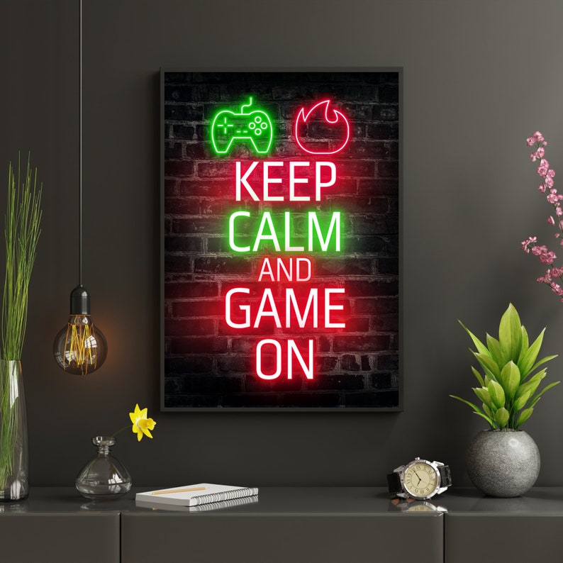 Set of 3 Neon Gaming Wall Poster Digital Print Wall Art Game - Etsy