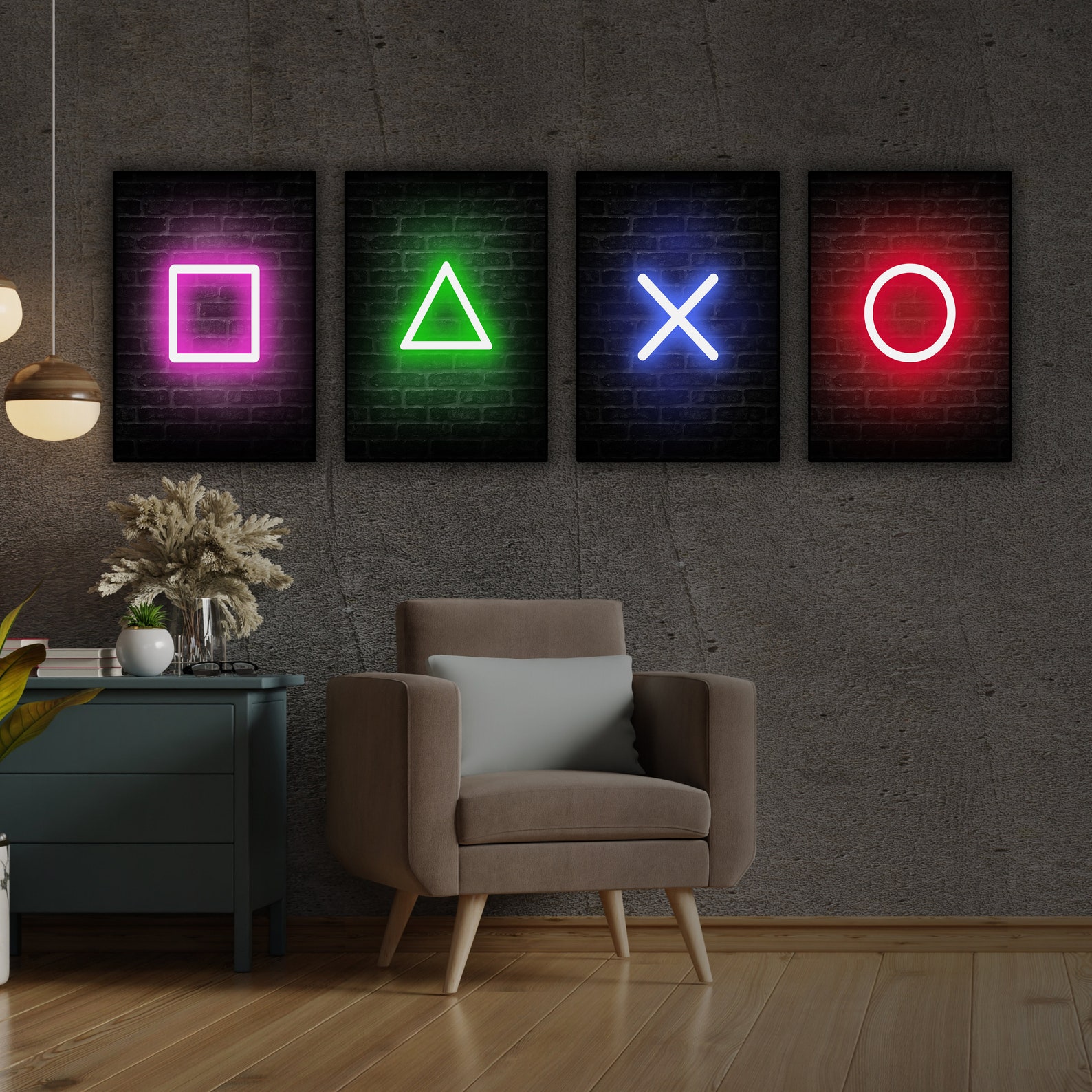 Gaming Controller Button Set Neon Print Digital Print Video - Etsy