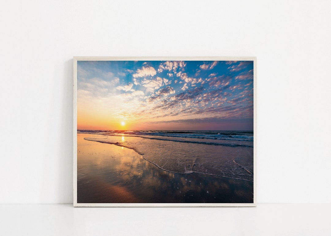 Beach Wall Art, Beach Sunrise Print, Printable Wall Art, Ocean Print ...