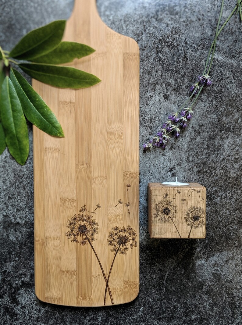 Dandelion Flower Plant Wood Bamboo Platter Chopping Board - Etsy