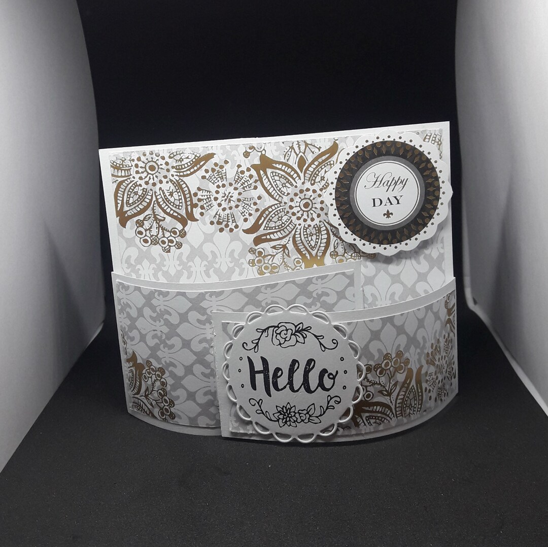 Hello, Bendi Card, Happy Day, Greeting Card, Patterned Paper - Etsy