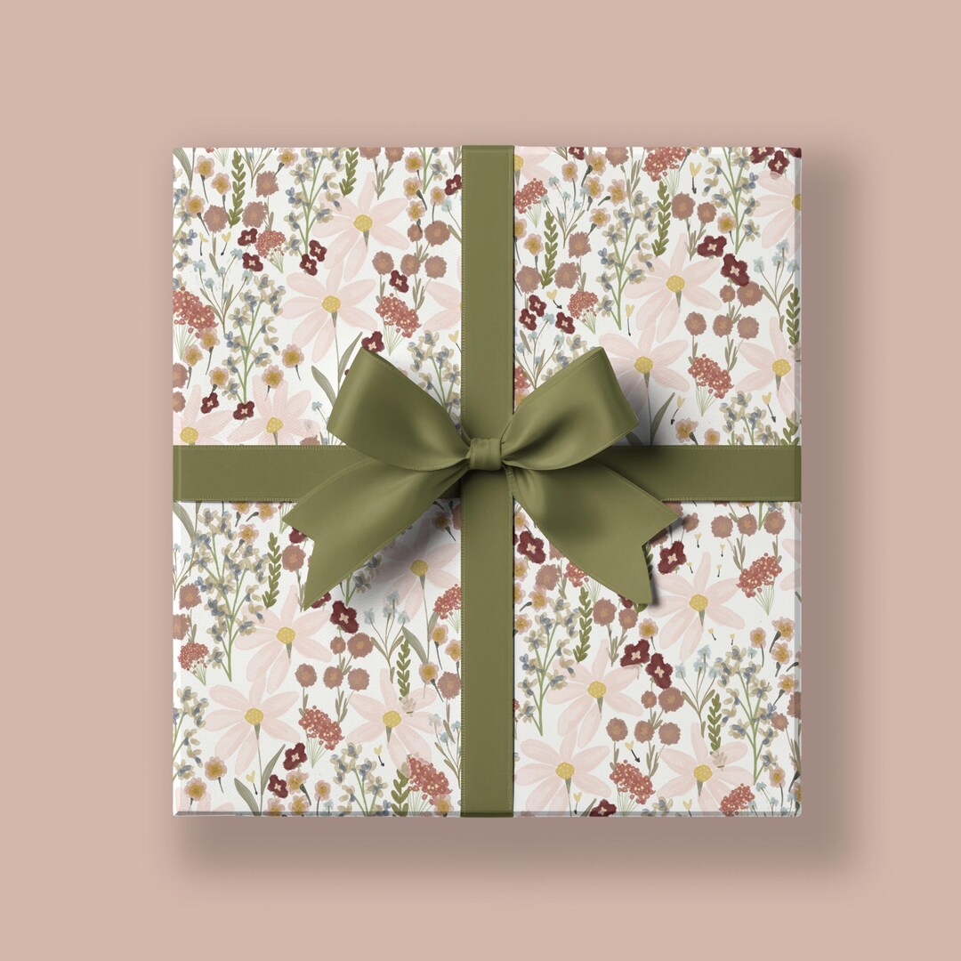Wildflower Floral Wrapping Paper | Birthday, Wedding Gift Wrap - Etsy