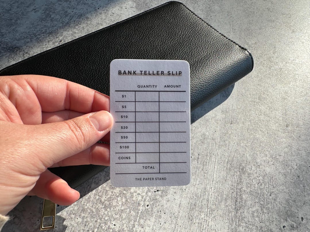 Bank Teller Slip: Reusable and Wallet Friendly Insert for Cash Envelope ...