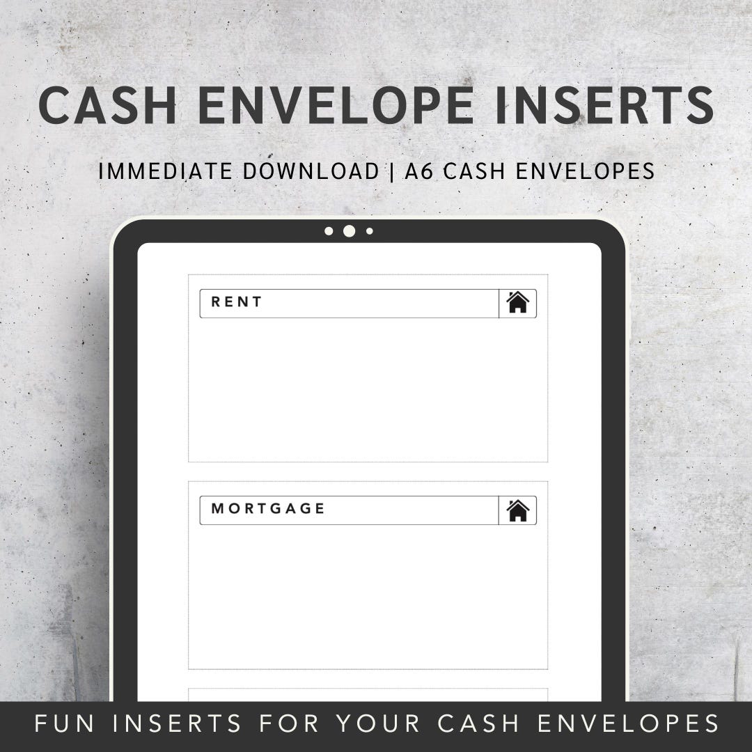 Cash Envelope Inserts, PDF Printable, Digital Download, Sinking Fund ...