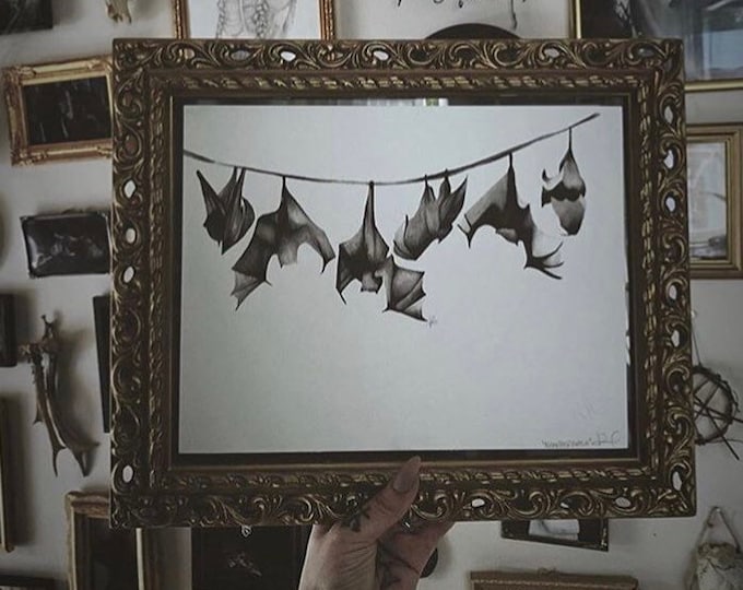 MONSTER MASH Watercolor Print on Paper Art Print Bat Bats - Etsy