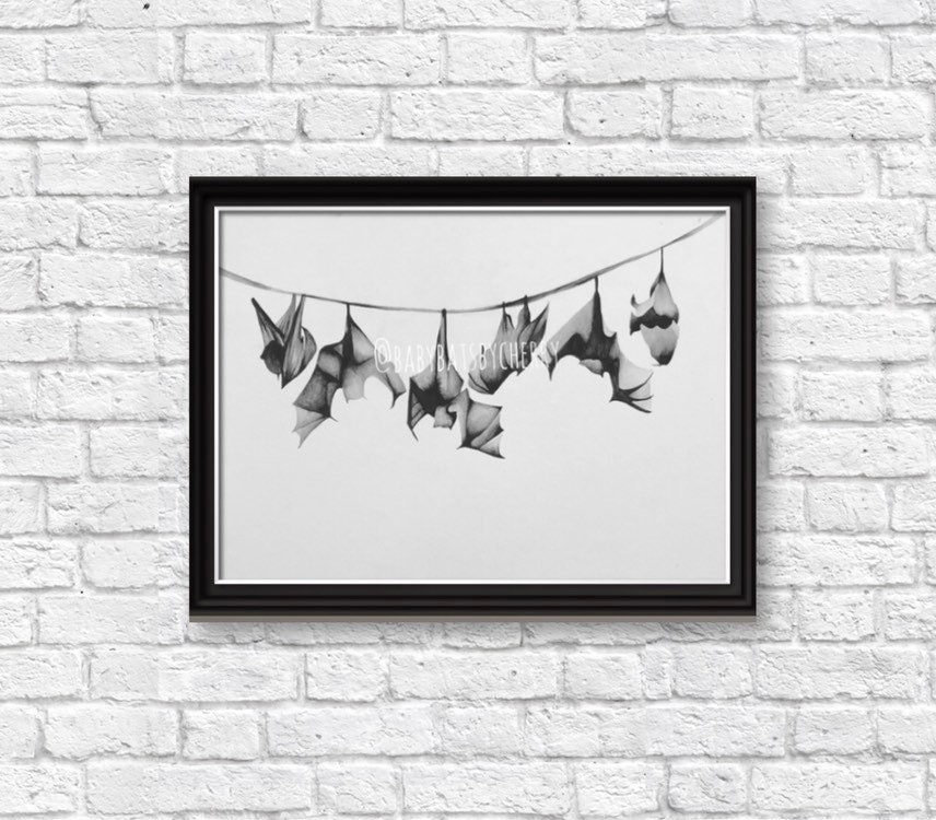 MONSTER MASH Watercolor Print on Paper Art Print Bat Bats - Etsy