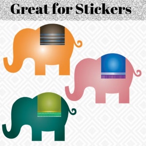 17 Cute Elephant Clipart Set for Personal & Commercial Use. Colorful ...